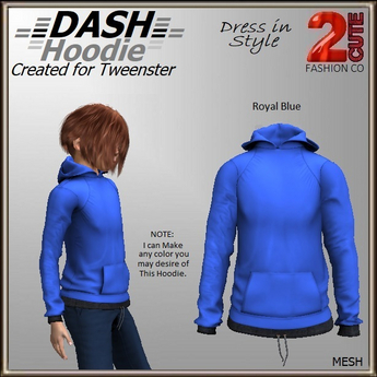 Second Life Marketplace - Dash Hoodie [2cute] Royal Blue